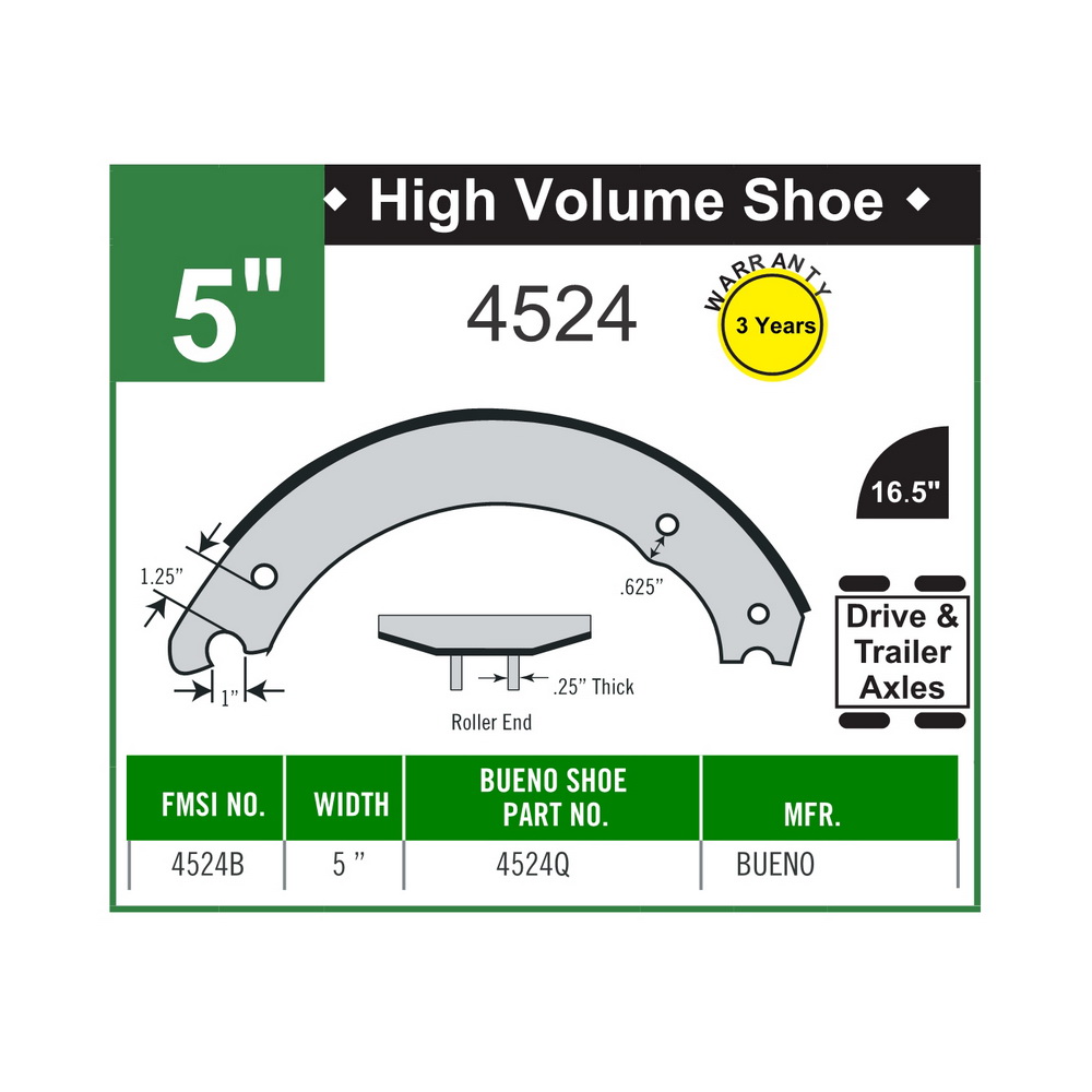 Brake Shoe 4524Q - Bueno Auto Tech